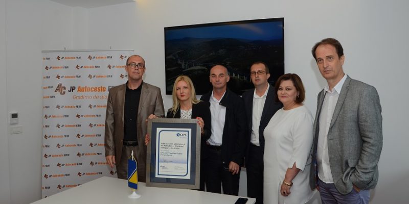JP Autoceste FBiH prva kompanija u BiH koja je dobila certifikat „CIPS ...